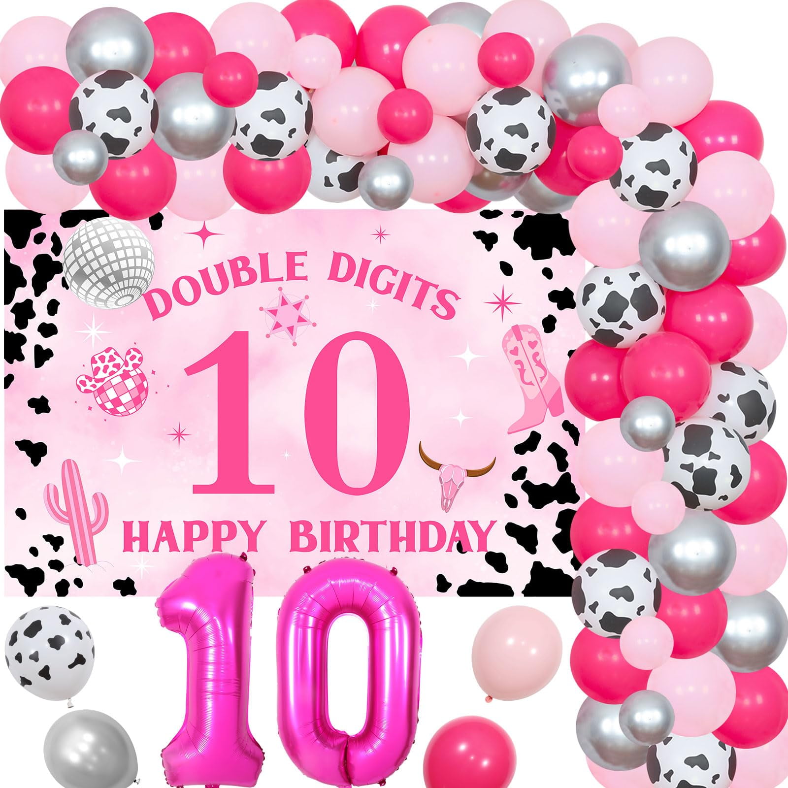 Jollyboom Disco Cowgirl 10th Birthday Decorations, ZLK1 Pink Cowgirl ...