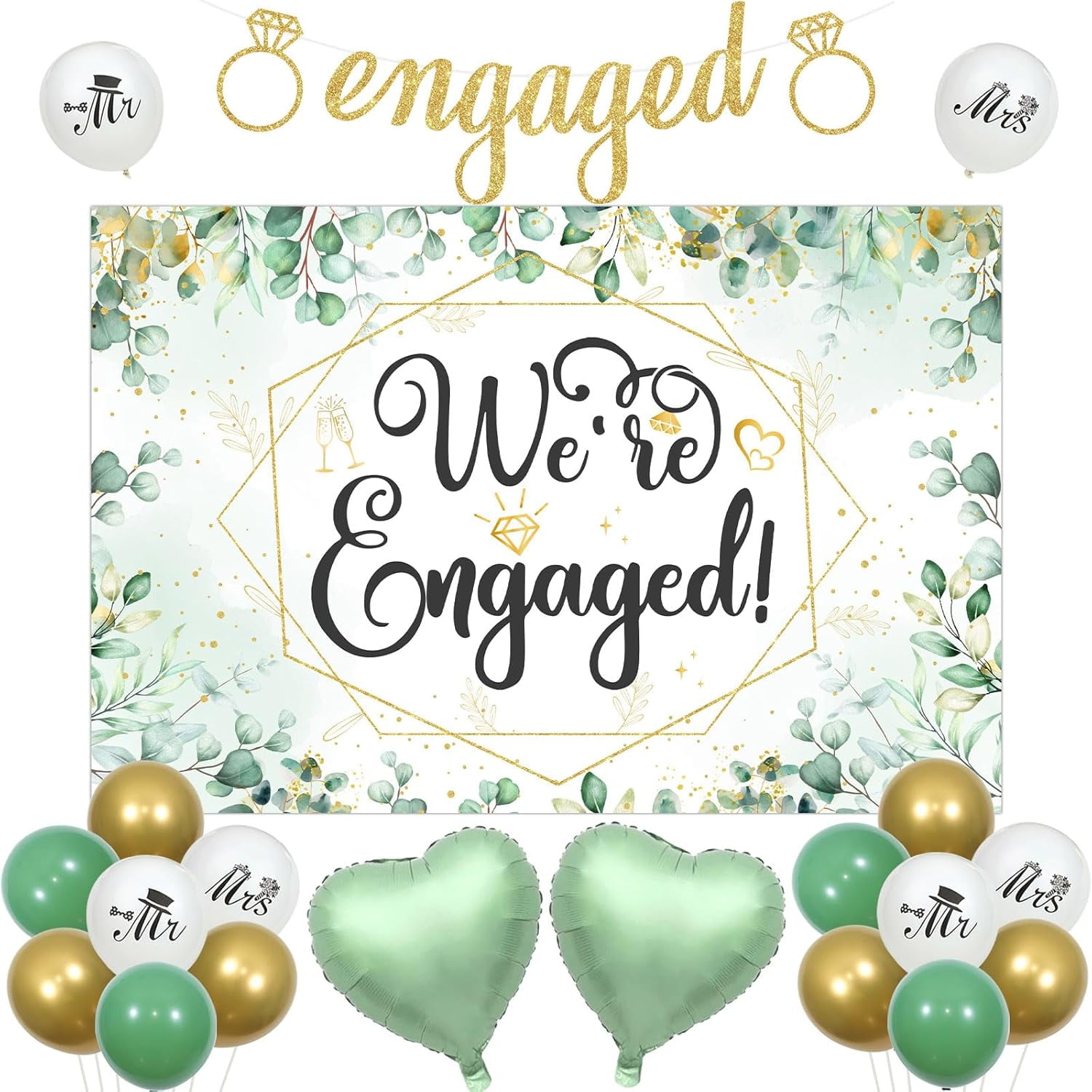 Jollyboom Engagement Party Decorations, Sage Green We are Engaged ...