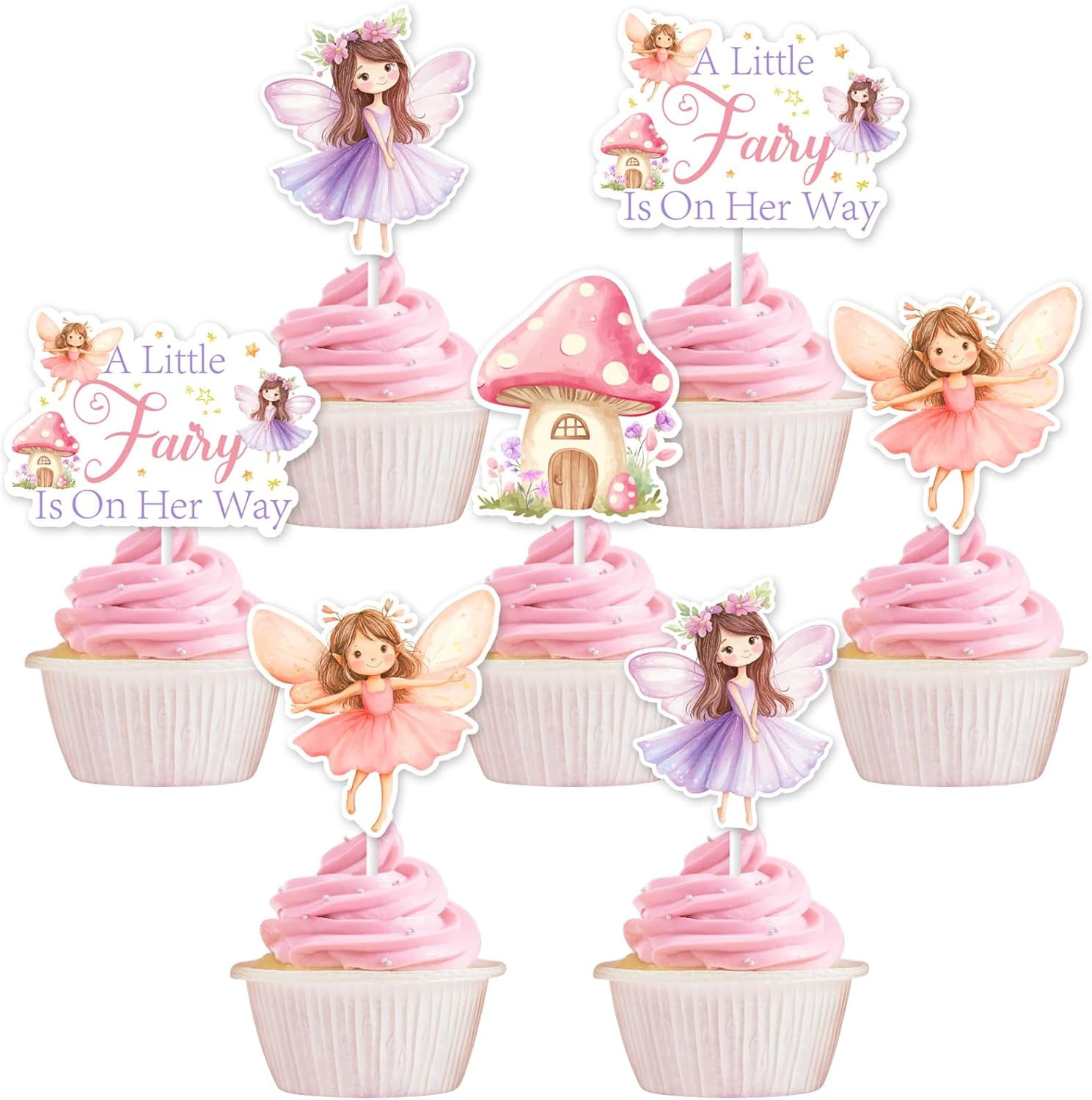Jollyboom Fairy Theme Baby Shower Decoration Girl, 24pcs a Little Fairy ...