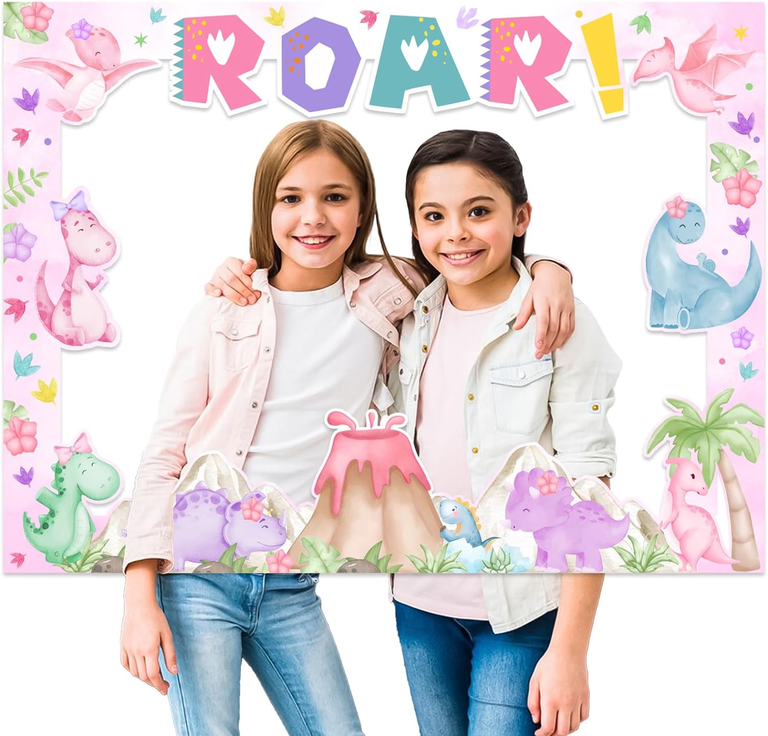 Jollyboom Girl Dinosaur Party Decoration, Dinosaur Baby Shower Party Decoration Photo Booth Prop ...