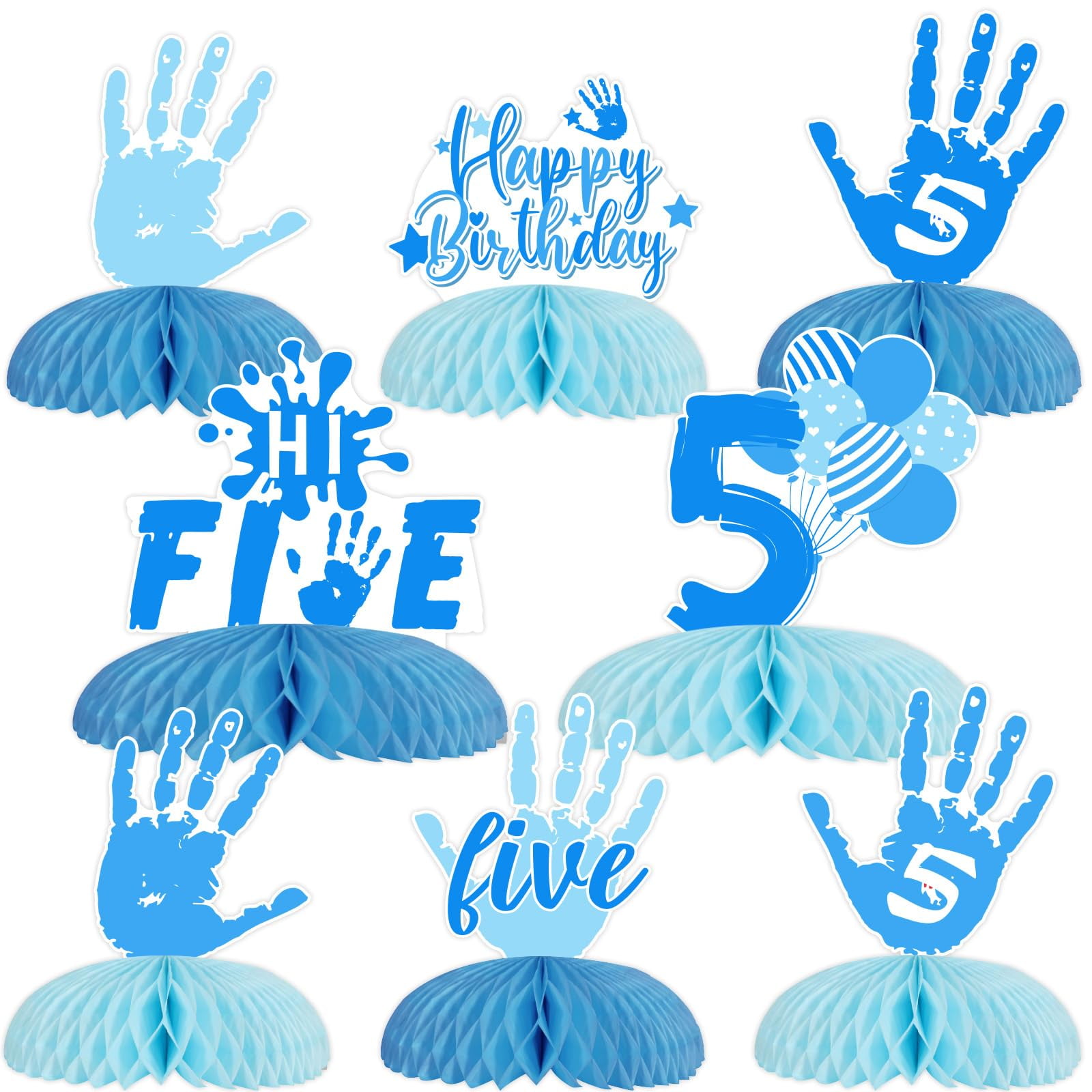 Jollyboom Hi Five Birthday OIF8 Party Decorations Boy, 5th Birthday Party Decorations, Blue ...