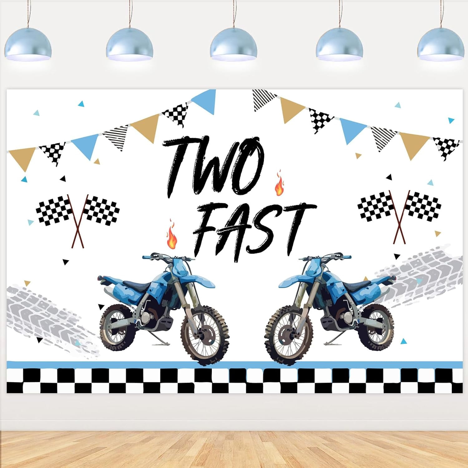Jollyboom Motorcycle Birthday Decorations, Two Fast Dirt Bike Birthday ...