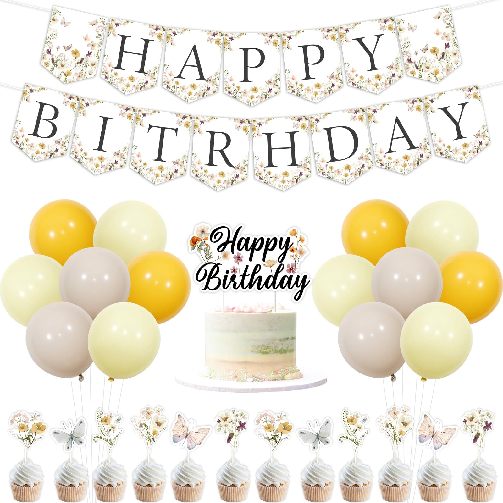 Jollyboom Wildflower BirthdayEGSC Decorations Girl, Boho Wildflower ...