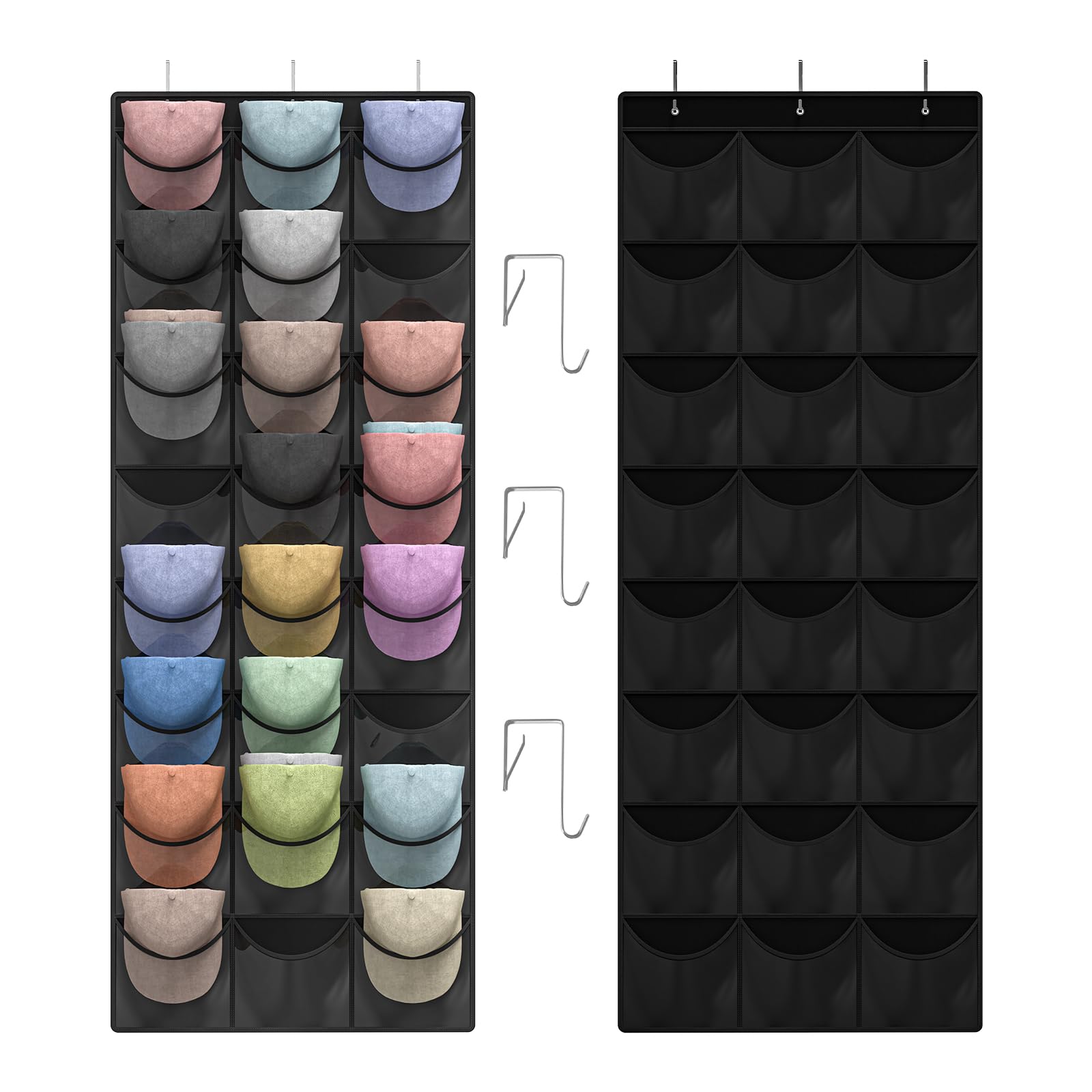 Jollygleam Hat Organizer Racks for Baseball Caps, 24 Deeper Pockets ...