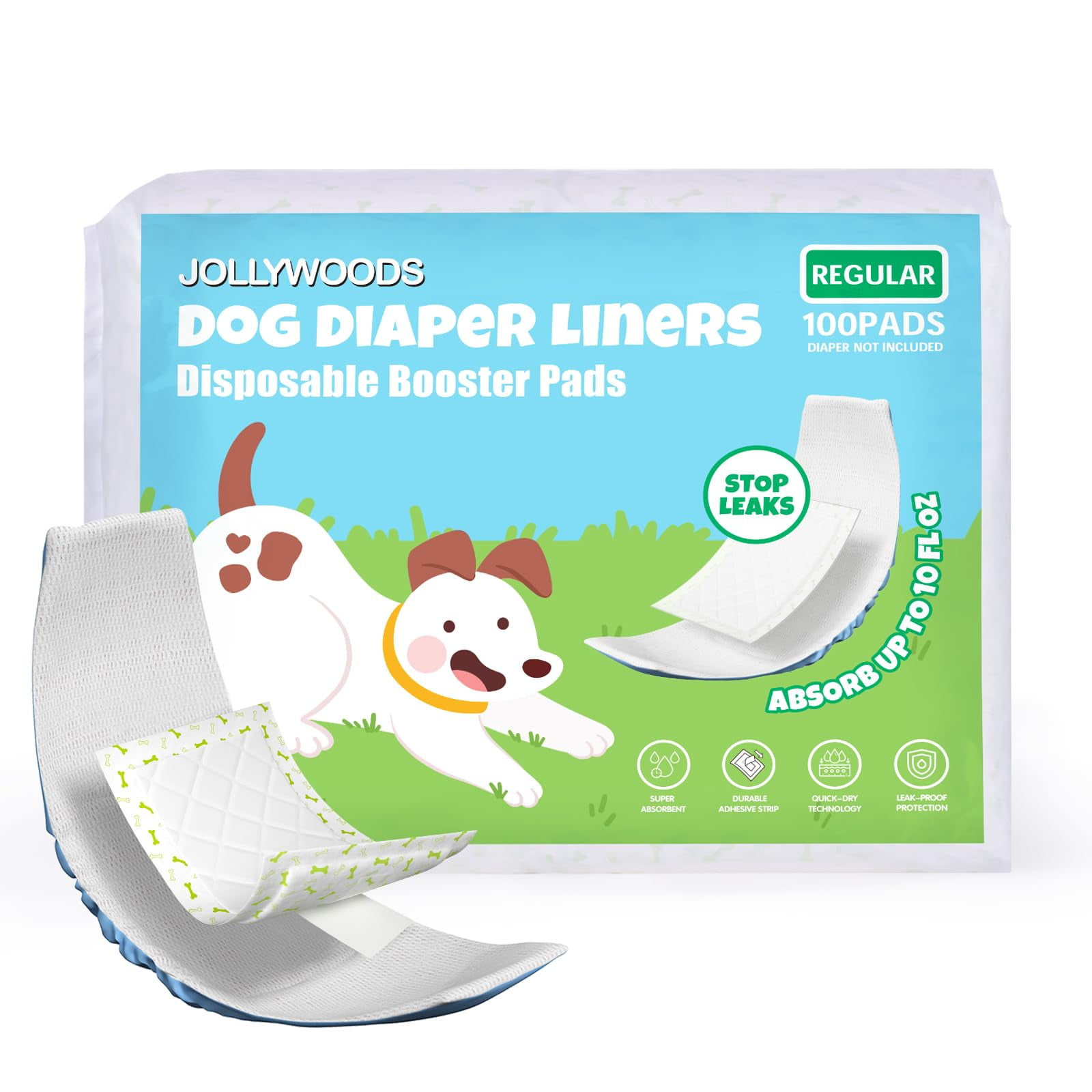 Jollywoods Dog Diaper Liners Booster Pads for Male & Female Dogs ...