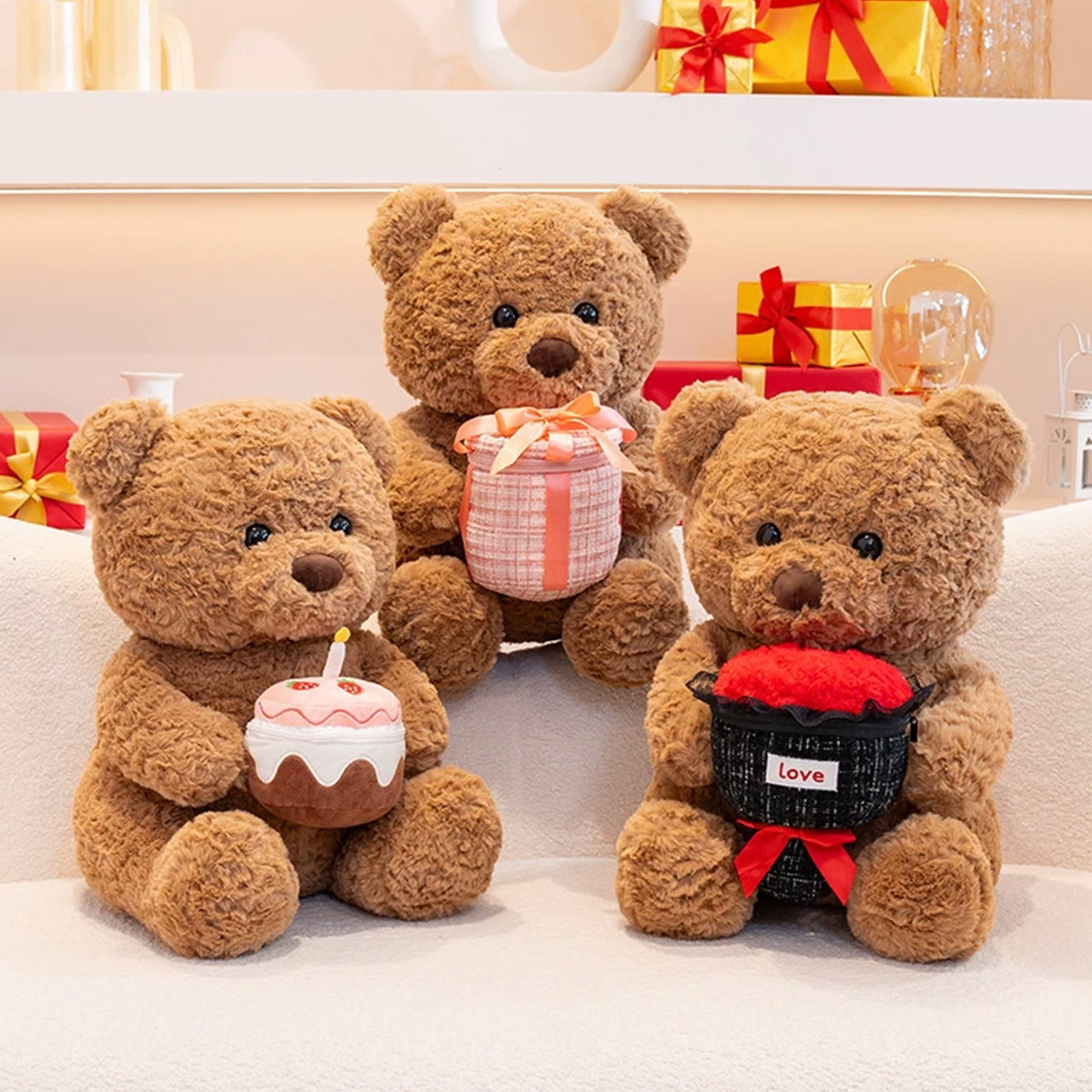 Jollyzo 11.8 inch Happy Birthday Bear Holding Box Stuffed Animals ...