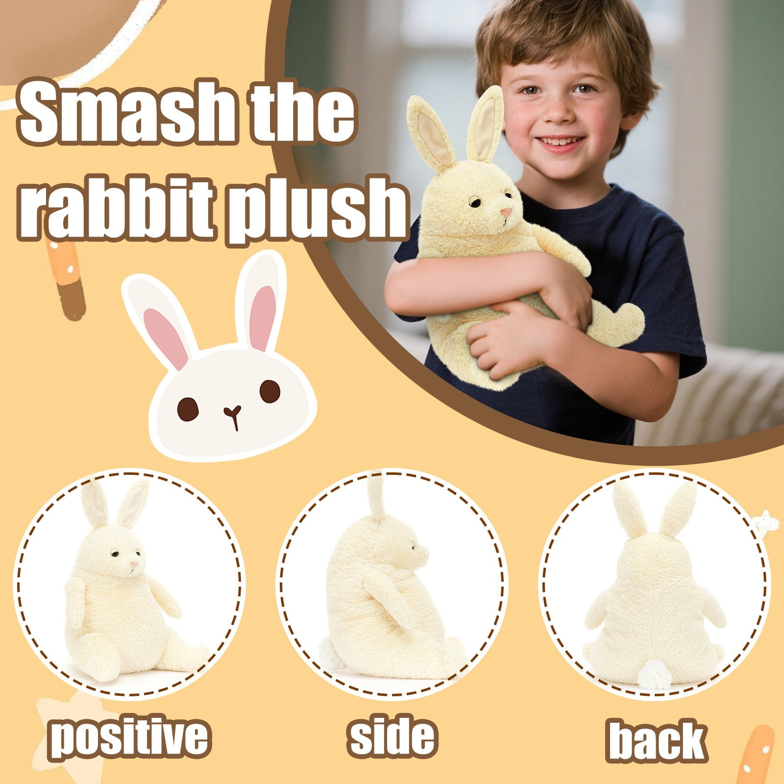 Jollyzo 12" Cute Simulation Bunny Plush, Soft Realistic Rabbit Stuffed ...