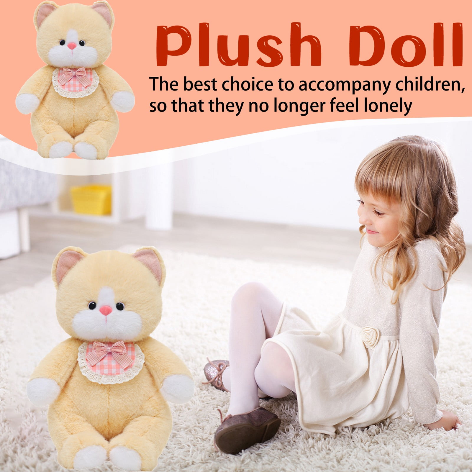 Jollyzo 15.7 inch Cat Stuffed Animal Plushies, Soft Huggable Stuffed ...