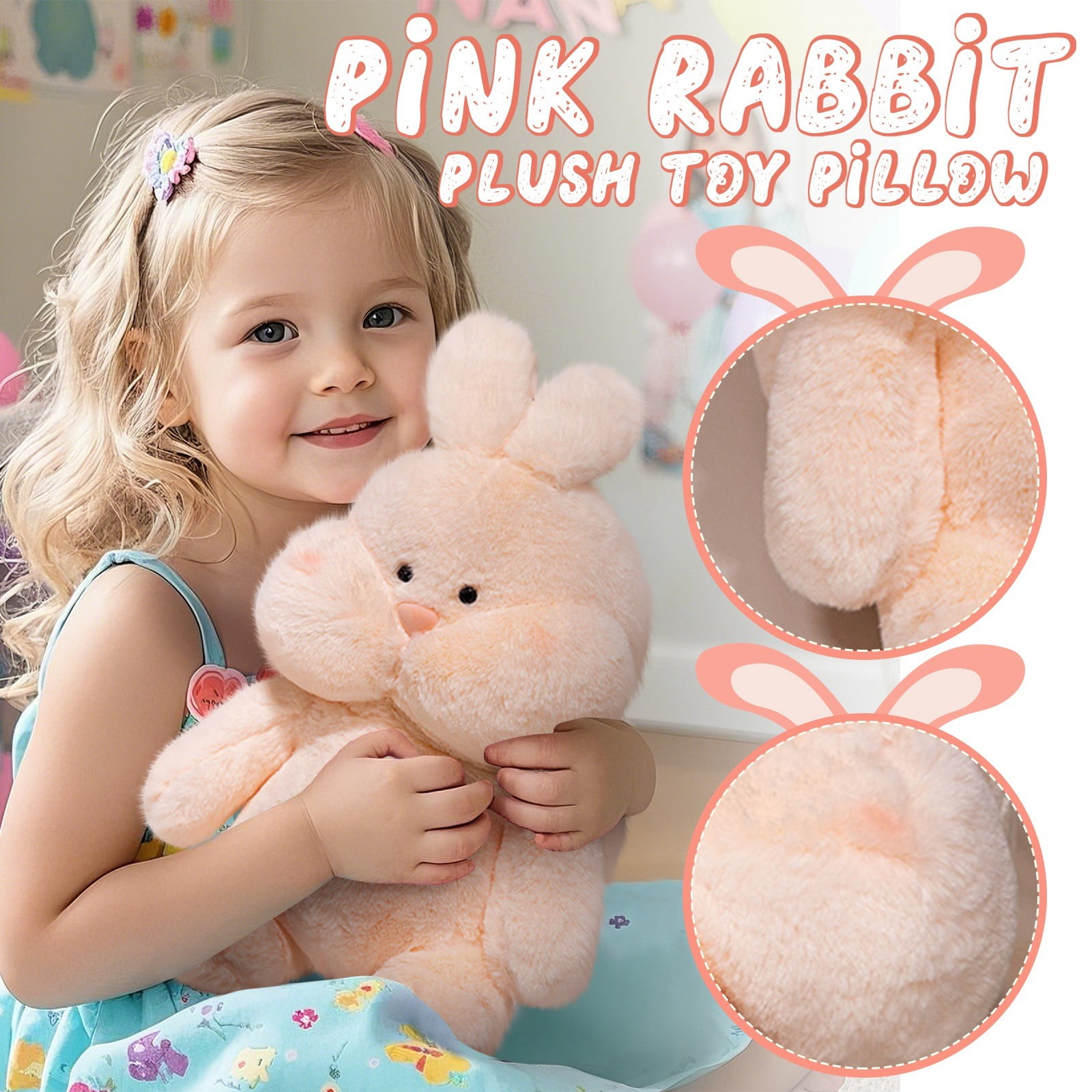 Jollyzo 17.7 inch Chubby Bunny Stuffed Plush Toys, Huggable Rabbit ...