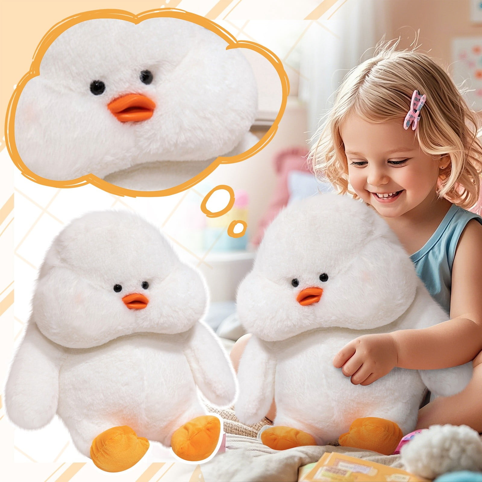 Jollyzo 17.7 inch Chubby Duck Stuffed Plush Toys, Huggable Duck Stuffed ...