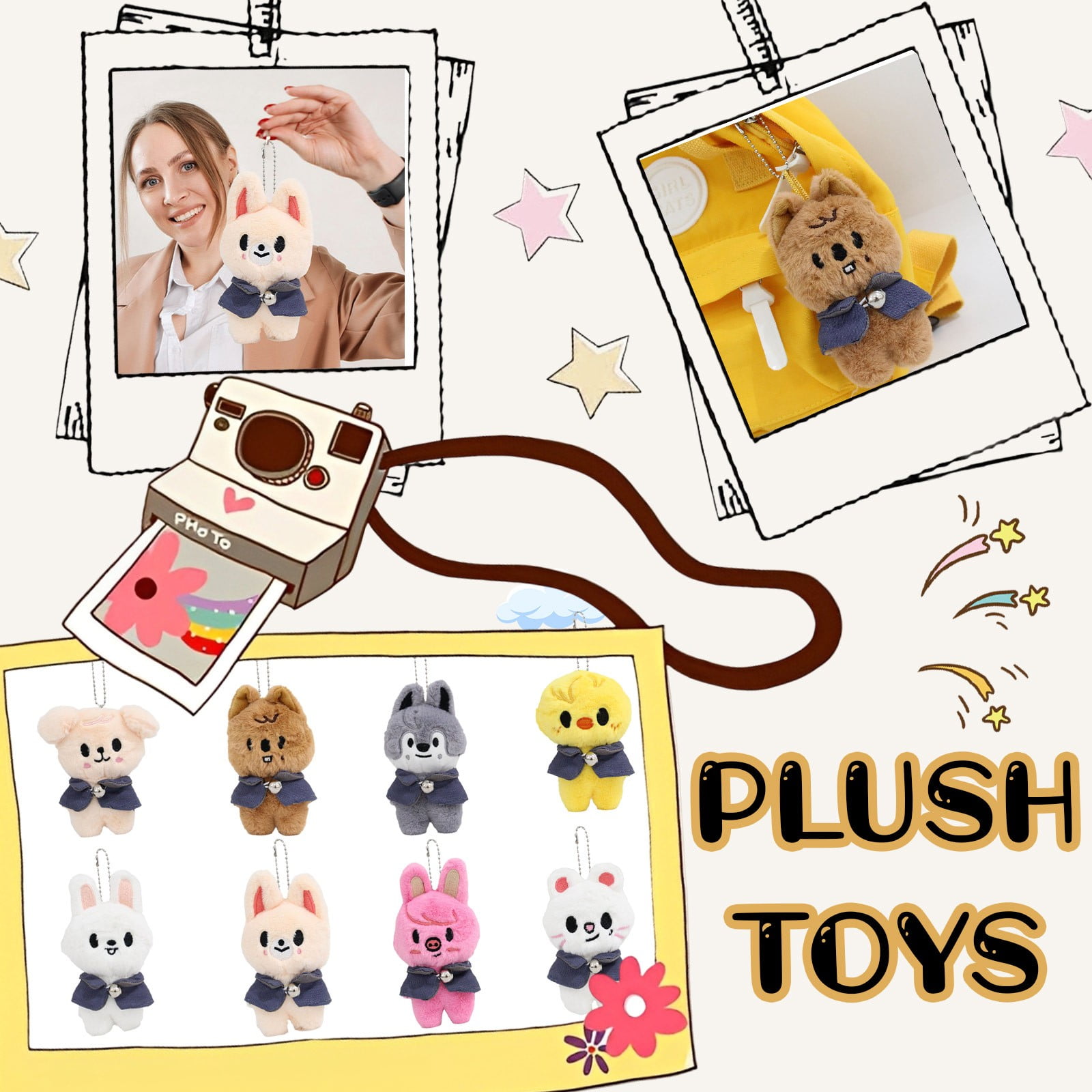 Jollyzo 4.72 inch Kpop Skzoo Stray Kids Plush Keychains, Cartoon ...