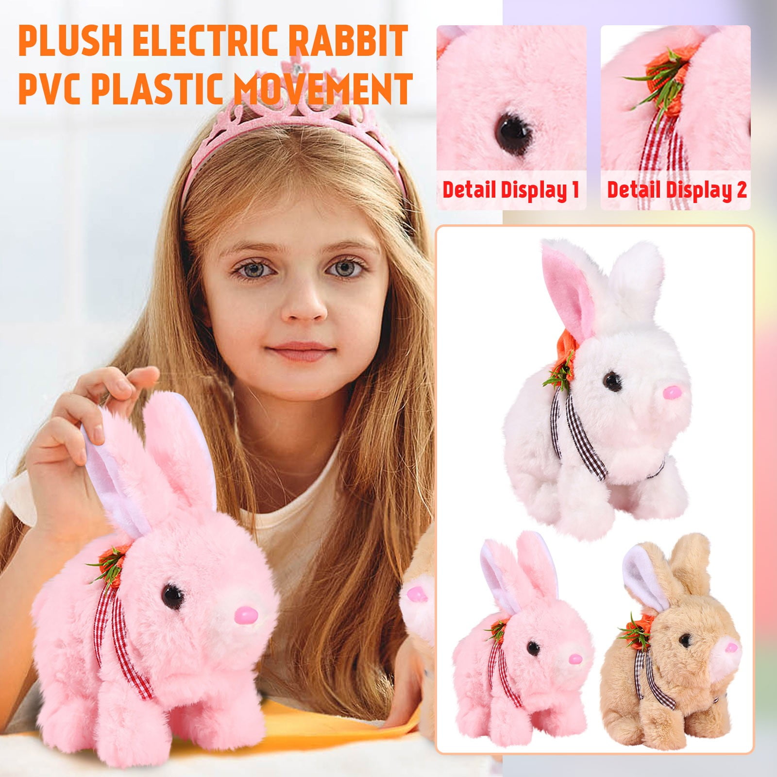 Jollyzo 6.7 inch Hopping Rabbit with LED Ears Carrot Backpack ...