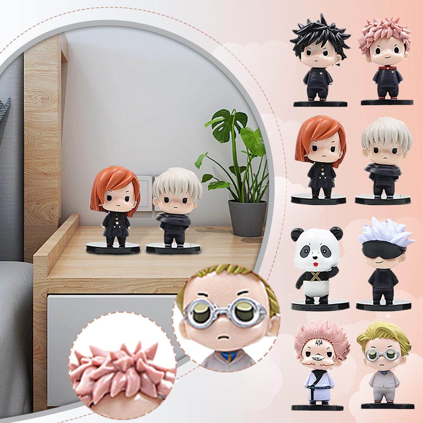 Jollyzo 8PCS/Set Anime Jujutsu Kaisen Figure, Q Ver Itadori Yuuji ...