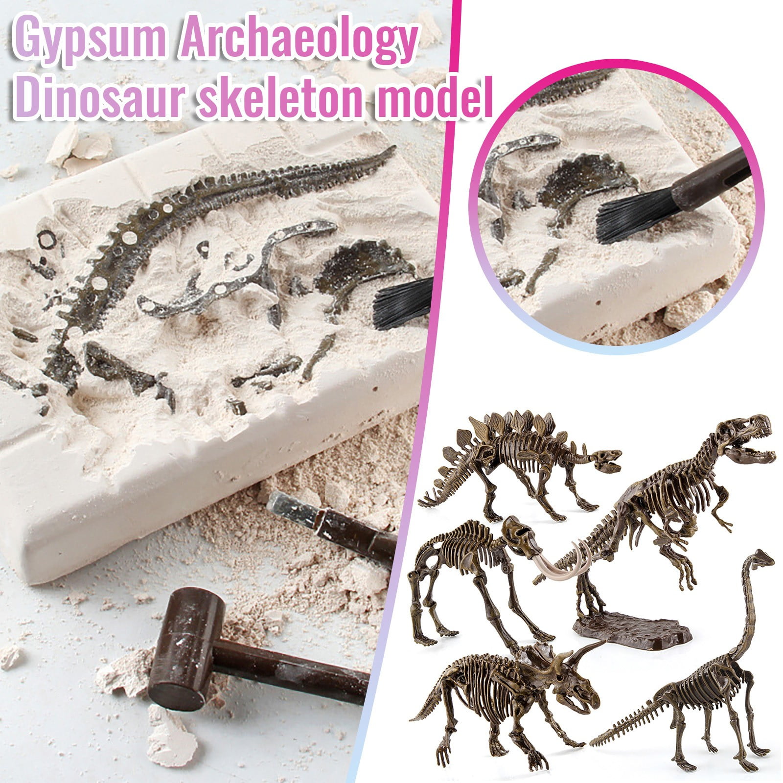 Jollyzo Dig Up Dinosaurs Skeleton Set, Dinosaur Digging Fossil Kit ...