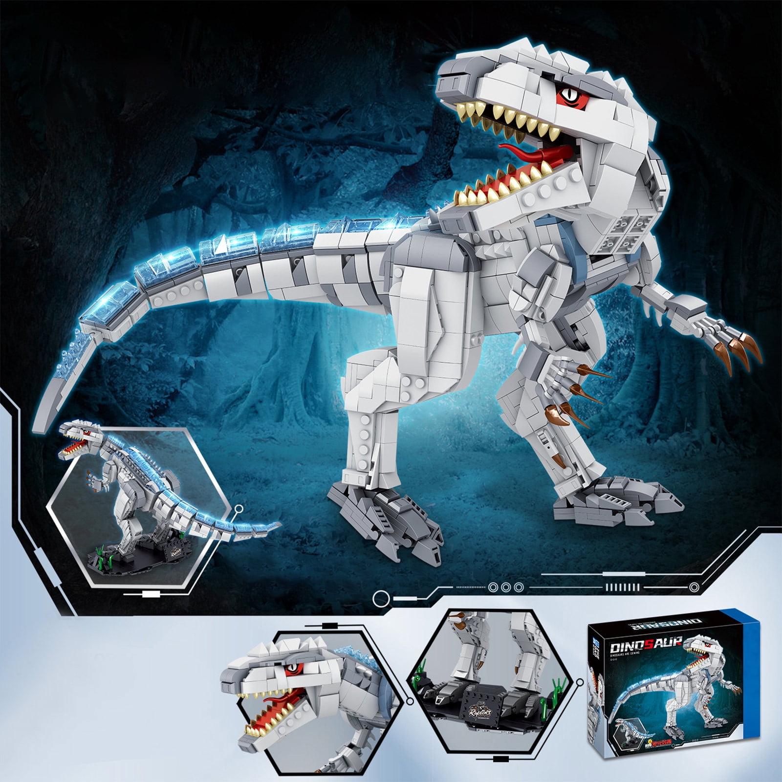 Jollyzo Dinosaur Building Block Sets, 17.7 Inch Big Size - Glowing ...