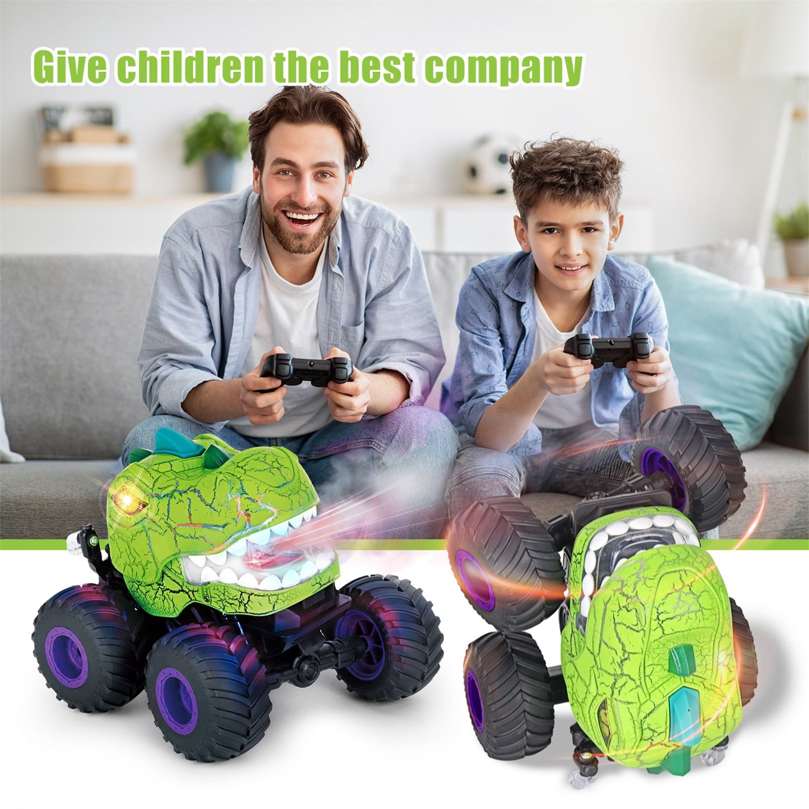 Jollyzo Dinosaur Remote Control Truck - Dinosaur Toys 2.4Ghz RC 360 ...