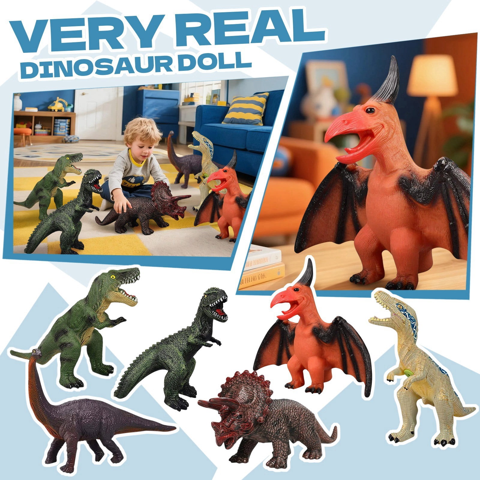Jollyzo Dinosaur Toys for Kids 3-5, 6 Pcs Realistic Plastic Dinosaur ...