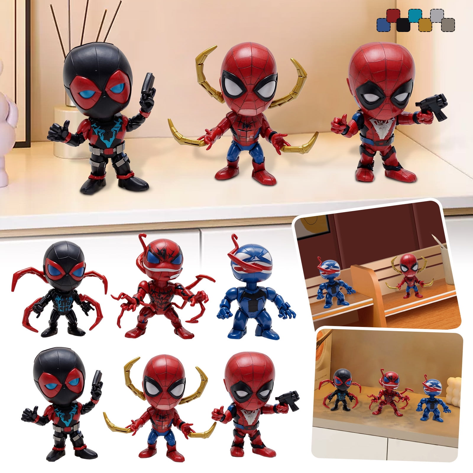 Jollyzo Spider-Man 4" Metalfigs 6 Pack – Classic Spider-Man, Venom ...