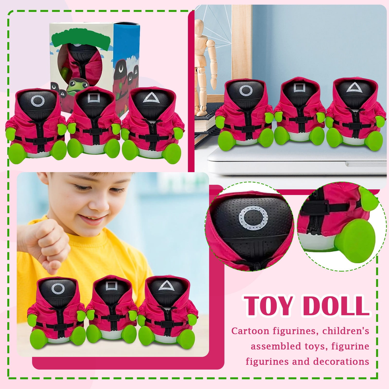 Jollyzo Squid Game Masked Soldier Aciton Figures, Frog Soldier ...