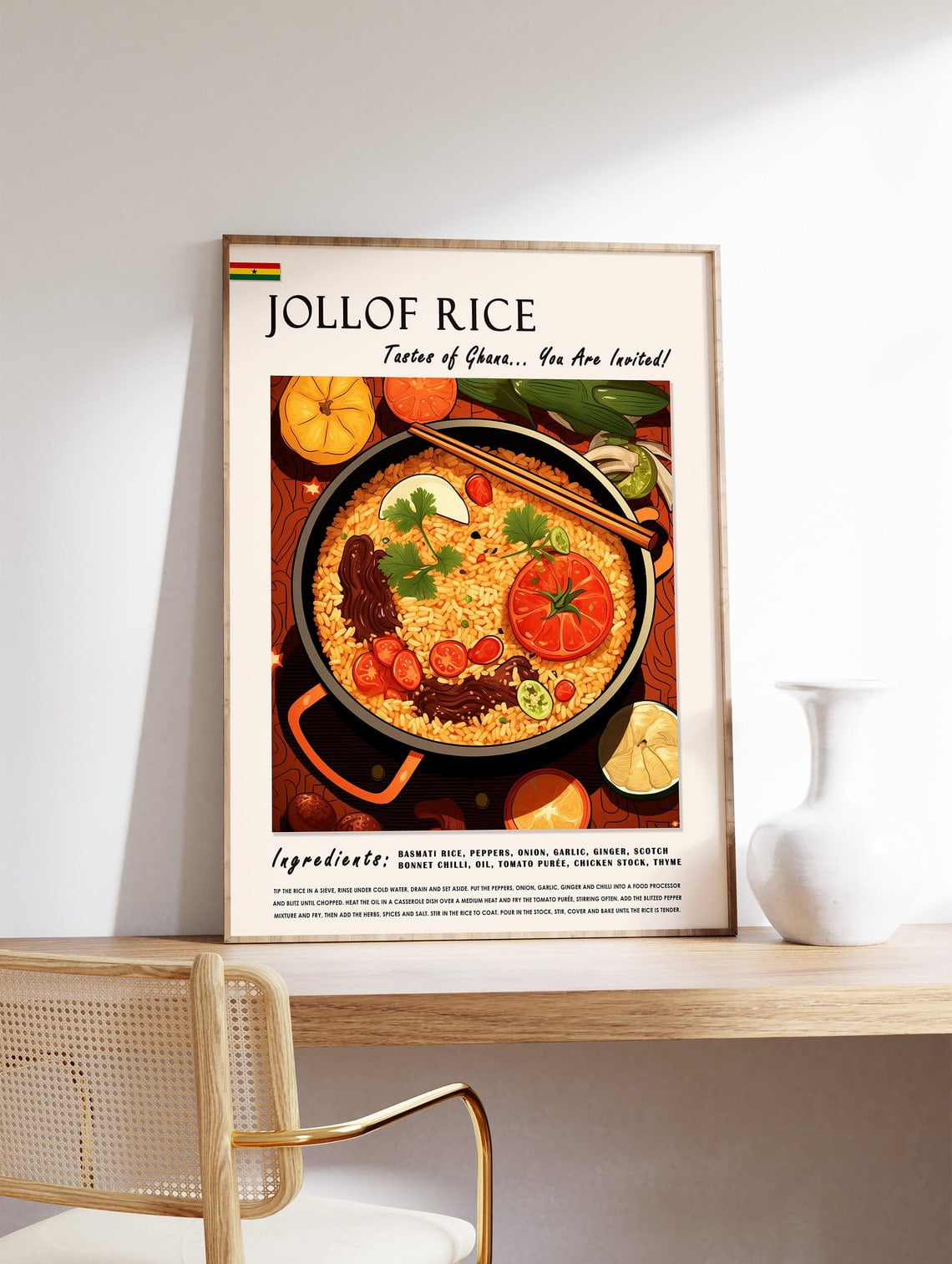 Jolof Rice Ghanaian Food Poster, African Food Print, Ghana Food Art ...