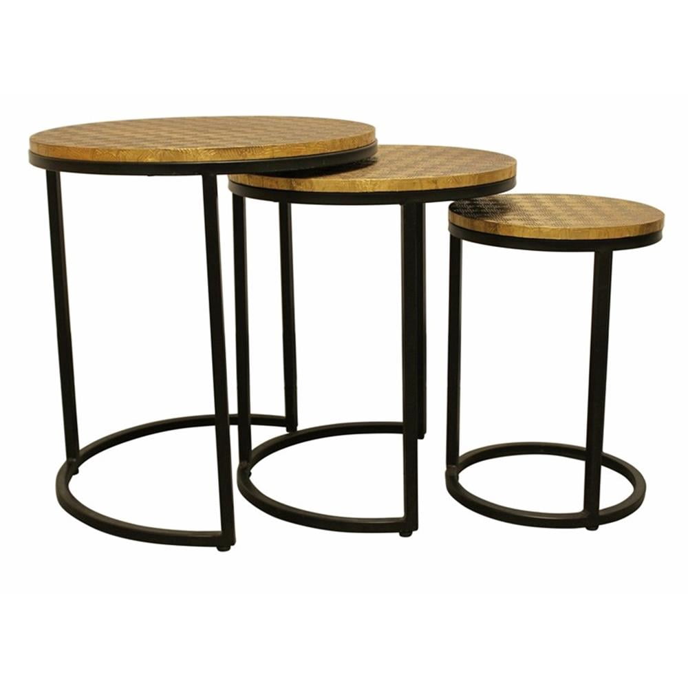 Jolt Nesting 3-Table Set in Brass Metal-Cladded Round Top - Walmart.com