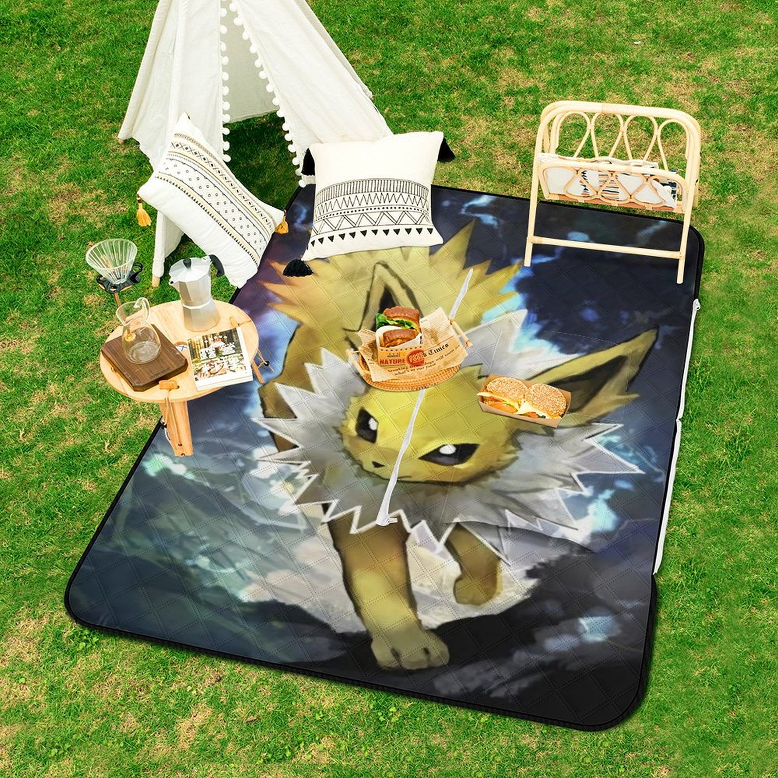 Jolteon Extra Large Picnic Outdoor Blanket,59 x 39 Waterproof Foldable ...