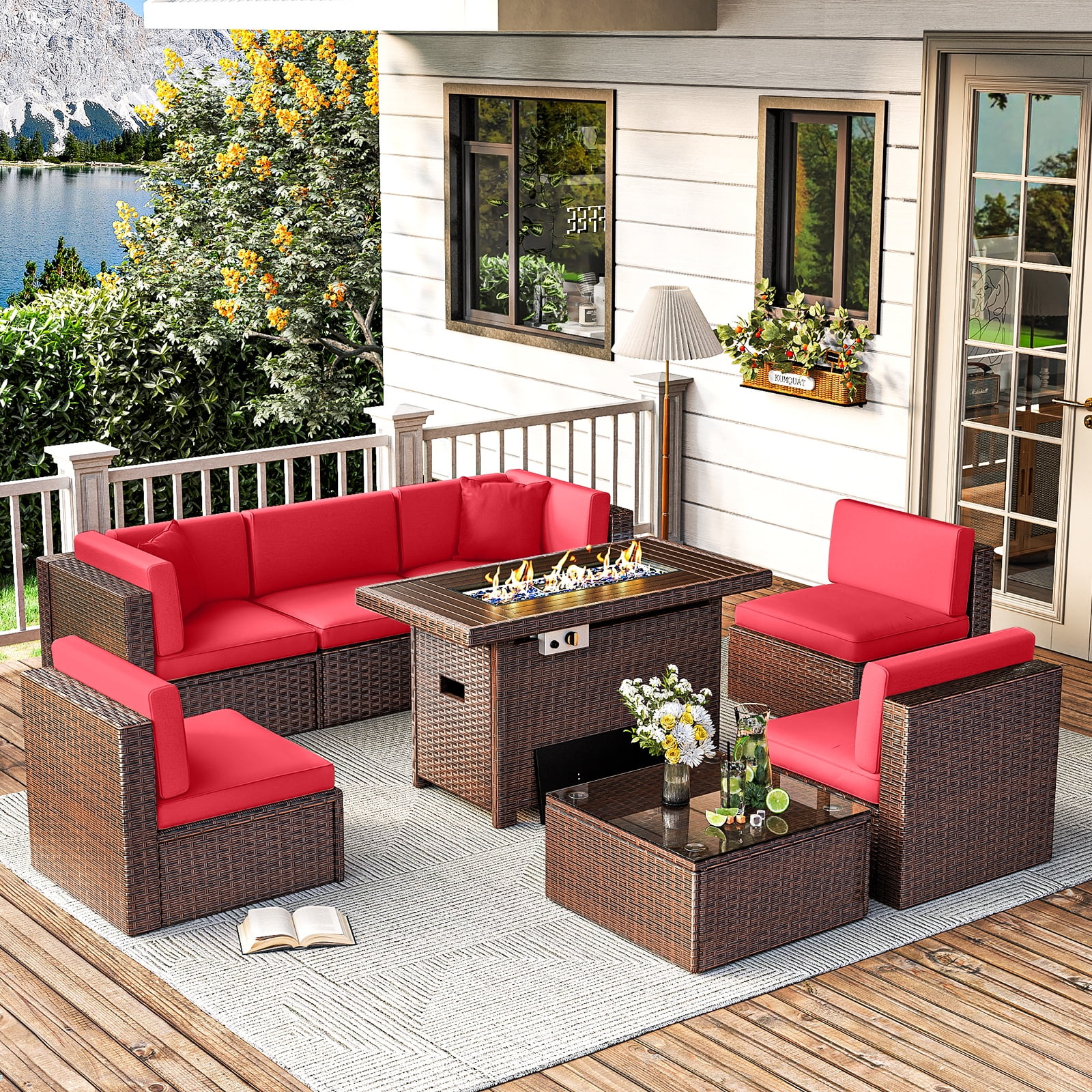 JolyDale 7 Pcs Patio Furniture Sets with Coffee Table, Outdoor ...