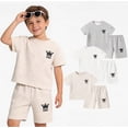 Jolyshlid Boys Shorts Sets 6Pcs Summer Outfits Texture Short Sleeve T ...