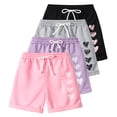 Jolyshlid Girls Shorts 4 Pcs Heart Print Athletic Kids Workout Short ...