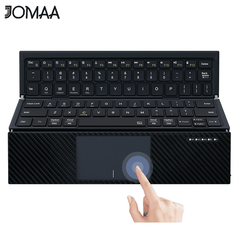 Jomaa Tri-Folding Keyboard with Touchpad Rechargeable Foldable Wireless ...