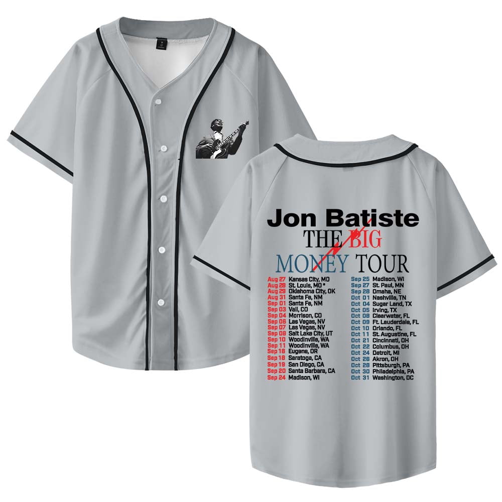 Jon Batiste The Big Money Tour 2025 Merch Baseball Jersey Shirt V-Neck ...