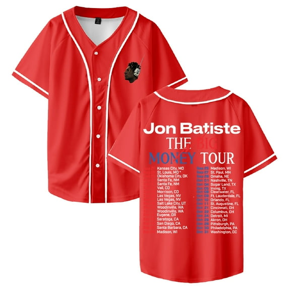 Jon Batiste The Big Money Tour Baseball Jersey Short Sleeve Button-up Shirts Women Men ...