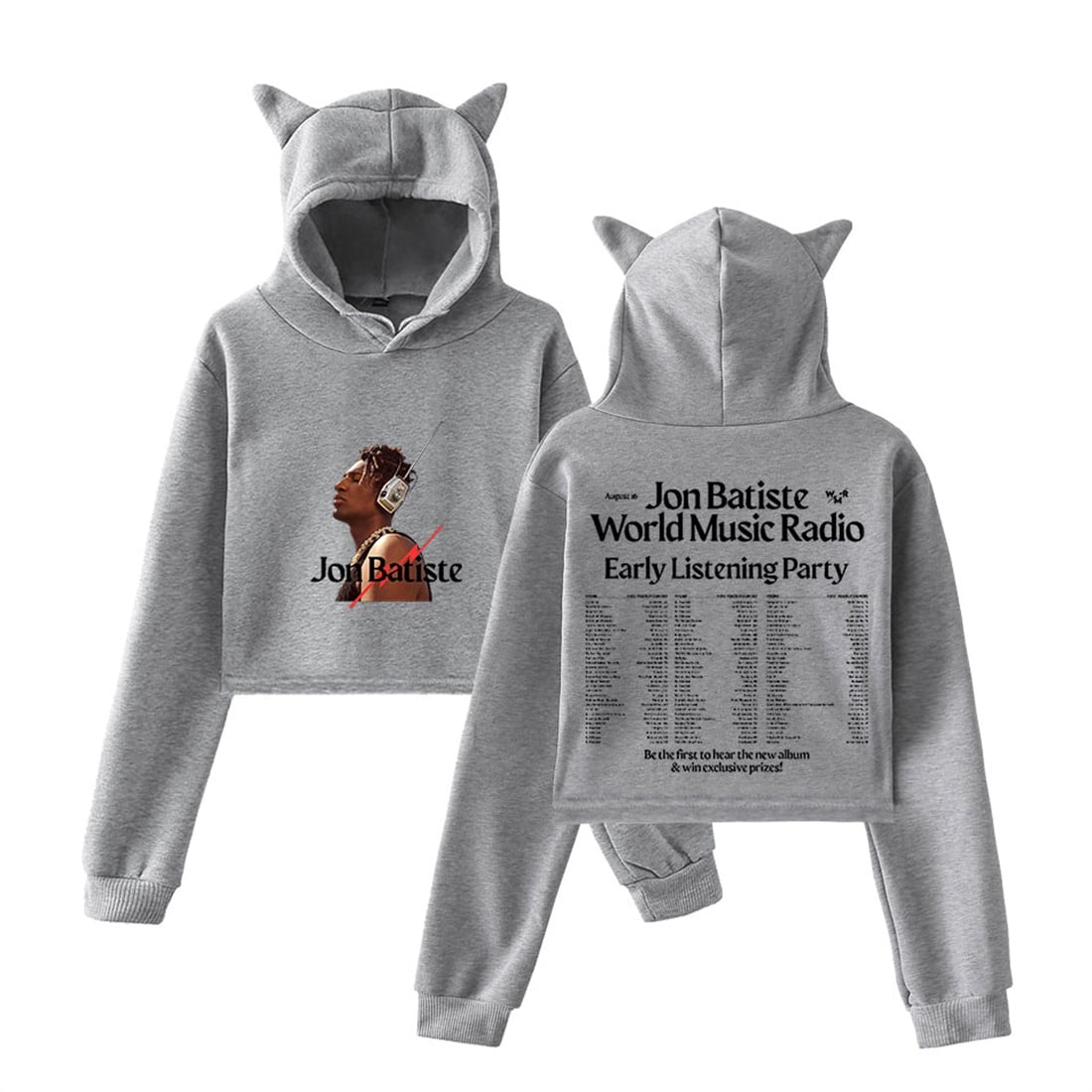 Jon Batiste Tour Cat Ear Hoodie Fashion Short Clothes Unique Bear Ear ...