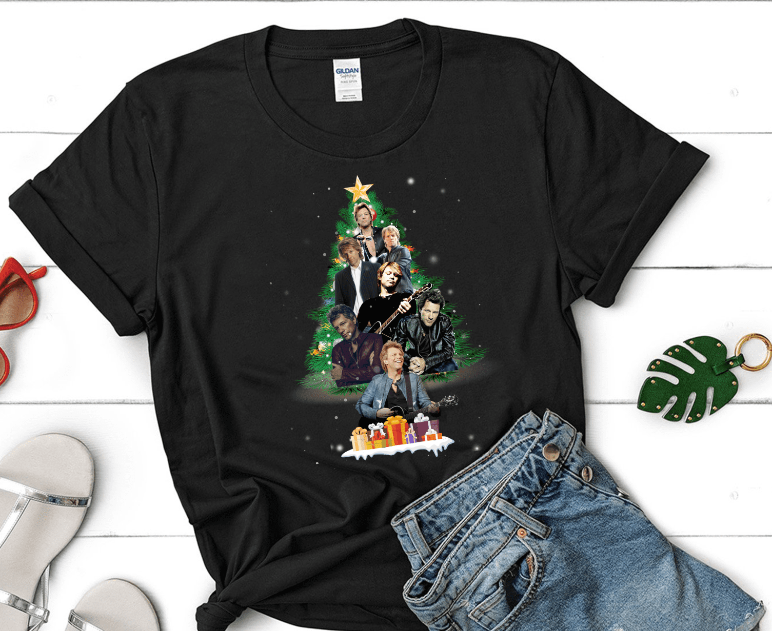 Jon Bon Jovi Christmas Tree Shirt - Walmart.com
