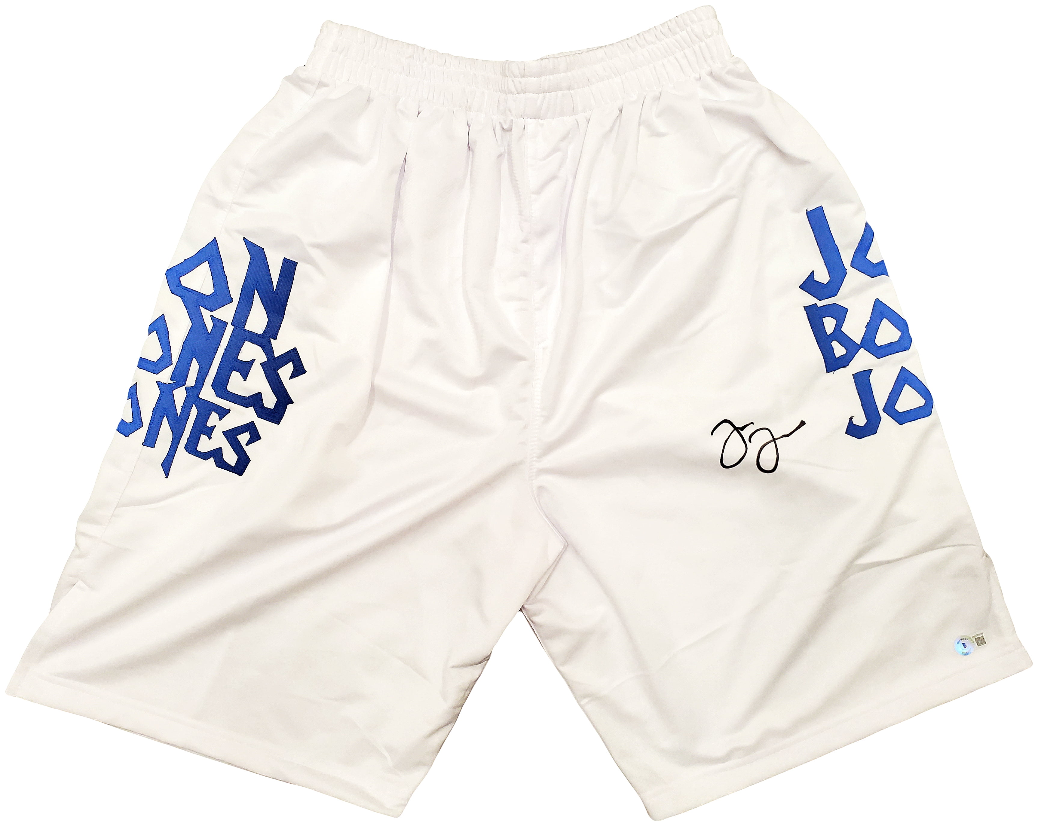 Jon Bones Jones Autographed White Boxing Trunks Beckett BAS QR 200324 ...