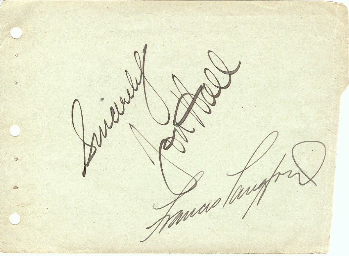 Jon Hall Frances Langford Signed Autographed Cut Signature Dual JSA ...