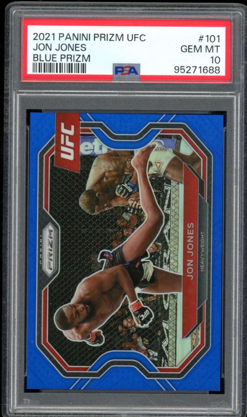 Jon Jones Card 2021 Prizm UFC Blue Prizm (pop 5) #101 PSA 10 - Walmart ...