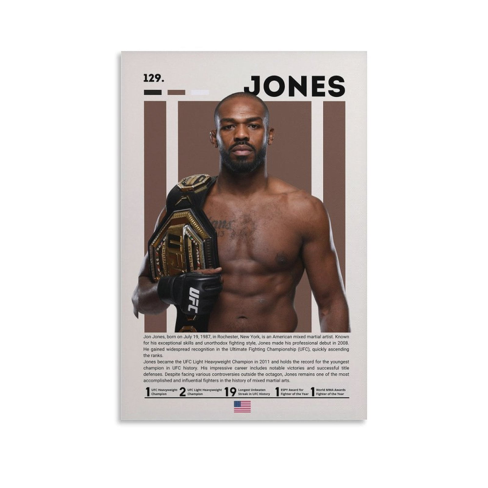 Jon Jones Poster 'Bones'Mixed Martial Arts Sports Posters (57) Print ...