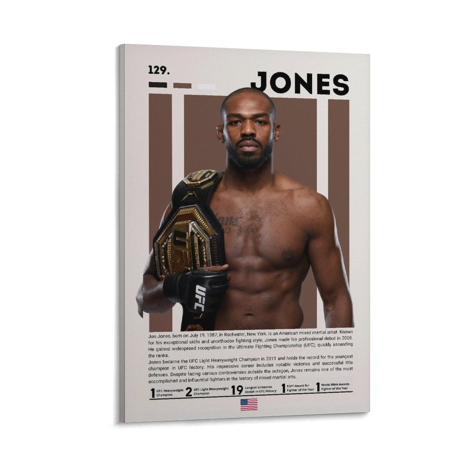 Jon Jones Poster 'Bones'Mixed Martial Arts Sports Posters (57) Wall Art ...