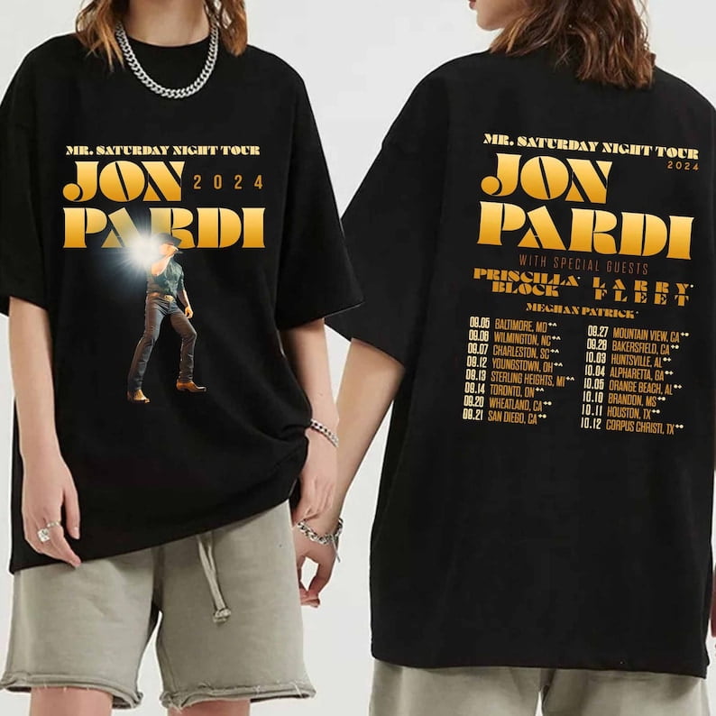 Jon Pardi - Mr. Saturday Night Tour 2024 Shirt, Jon Pardi Fan Shirt ...