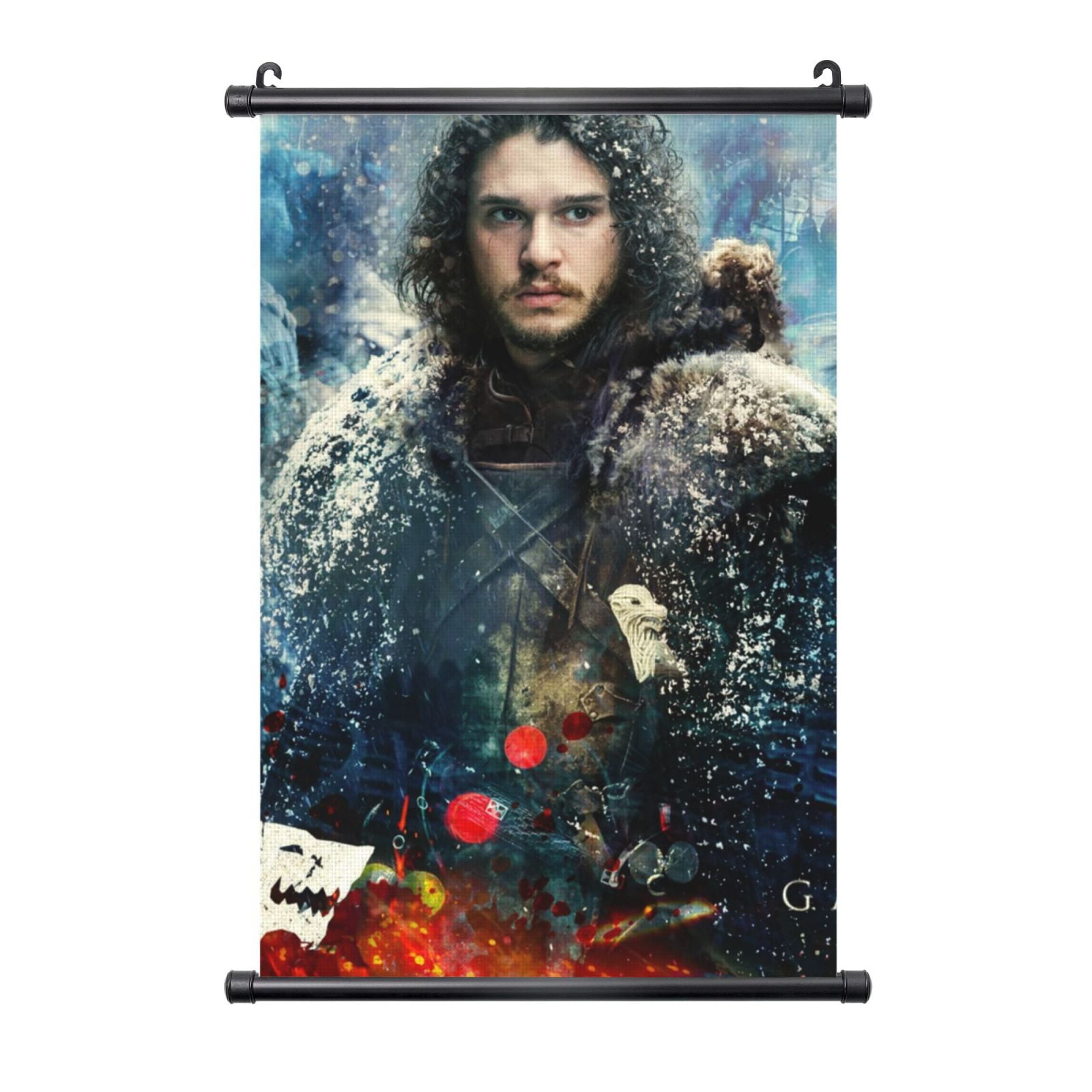 Jon Snow Poster Aesthetic Canvas PVC Shaft Wall Art Hanging Hanger Frame Poster for Kids Room ...