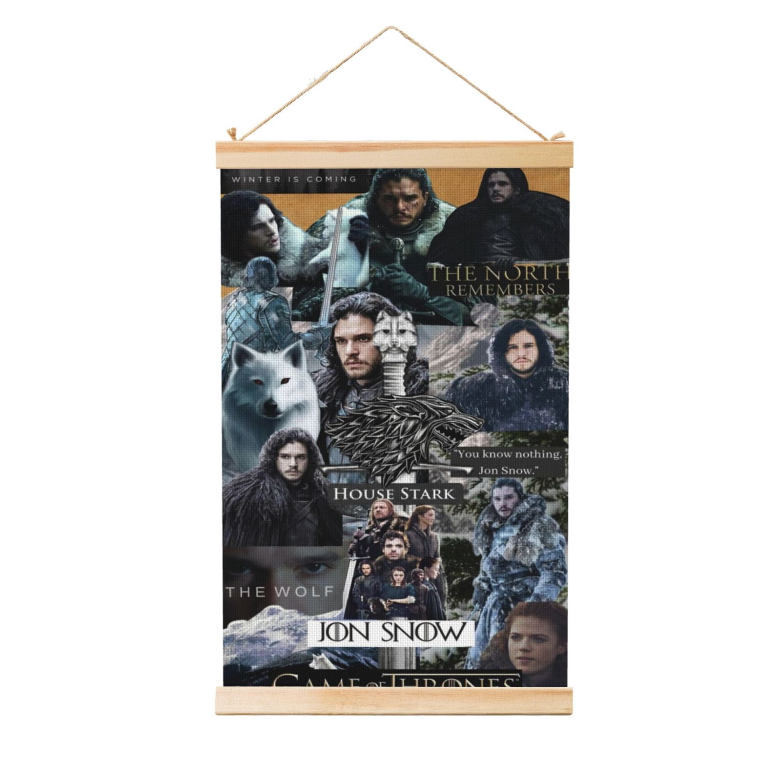 Jon Snow Poster Aesthetic Canvas Wooden Shaft Wall Art Hanging Hanger ...