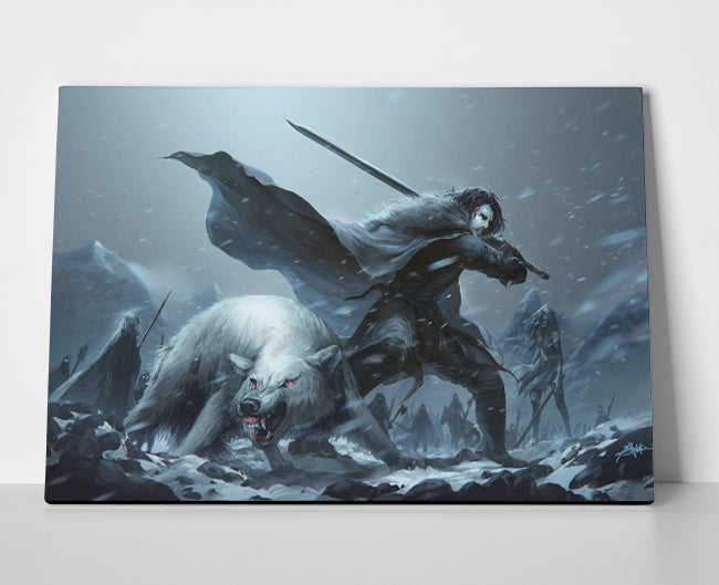 Jon Snow Wolf Poster or Wrapped Canvas - Walmart.com