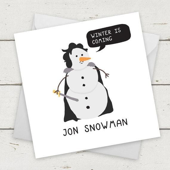 Jon Snowman Greeting Card – Funny Winter Card with "Winter is Coming ...
