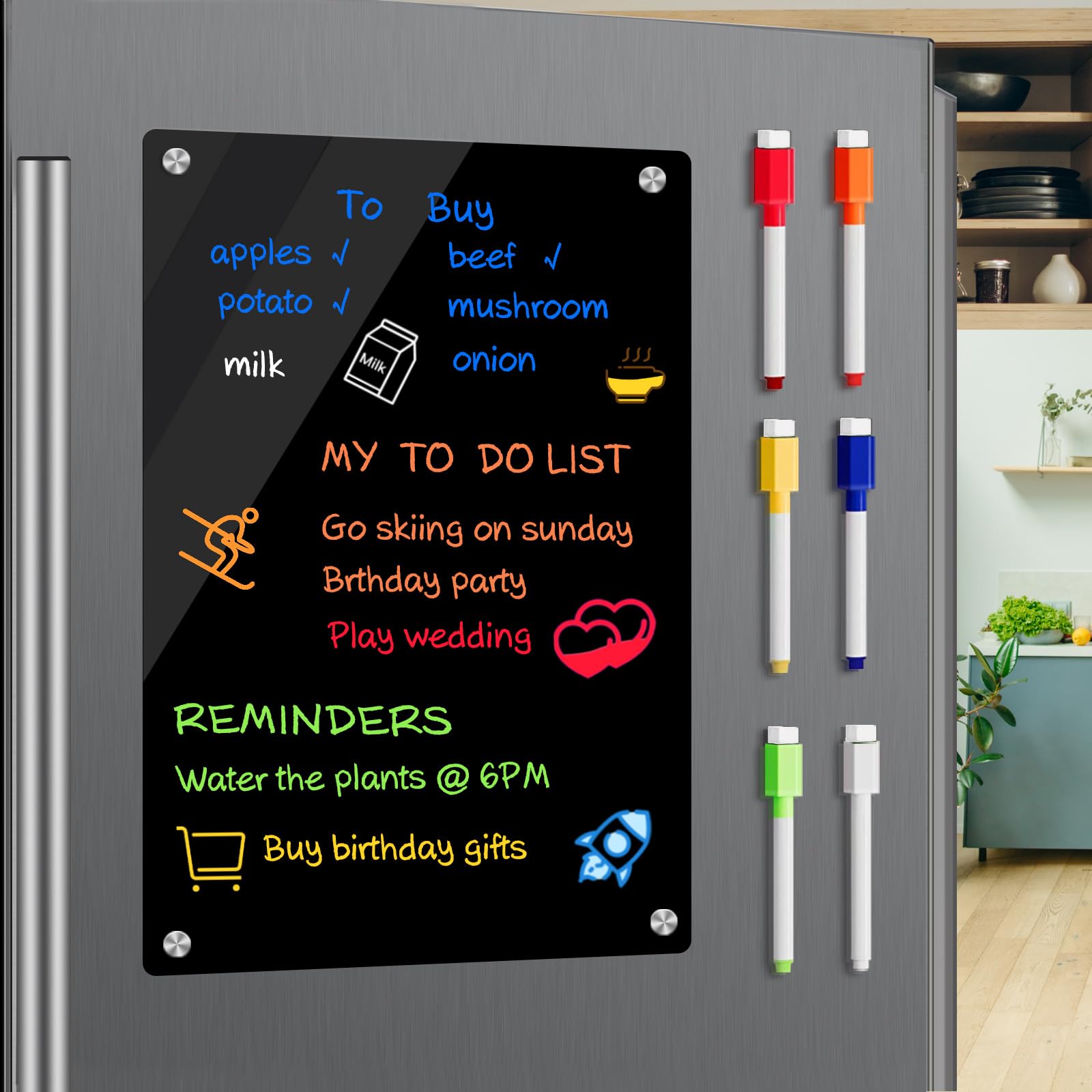JonXon 8"x12" Acrylic Magnetic Dry Erase Board for Fridge, Clear ...