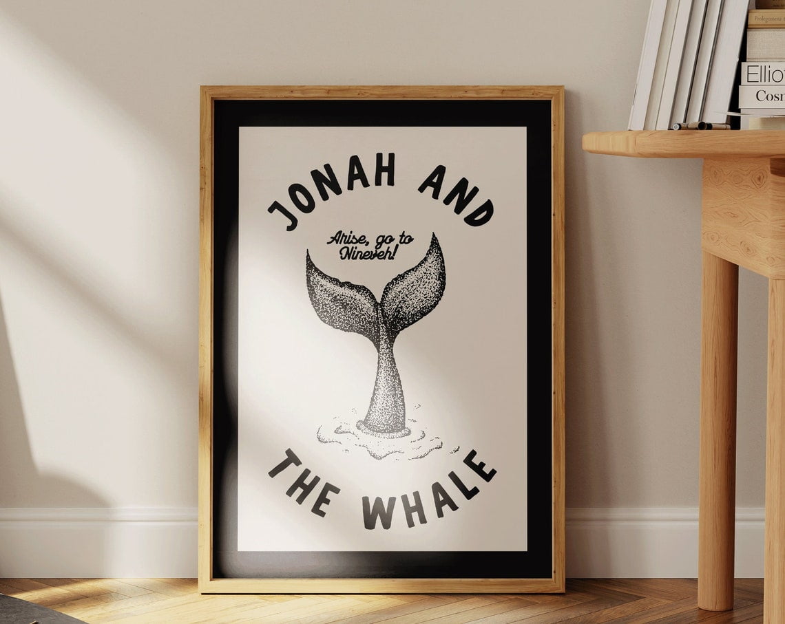 Jonah And The Whale Art Print Christian Wall Art Bible Minimalist ...