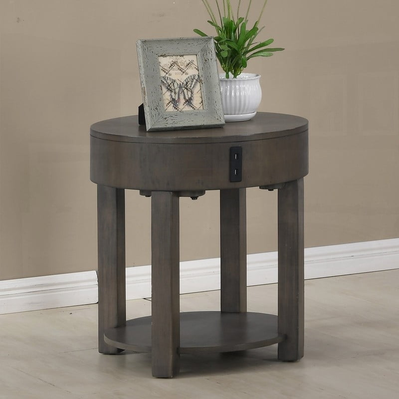 Jonah's 20" Light Brown MDF End Table - Round Tabletop & 4-Legged ...