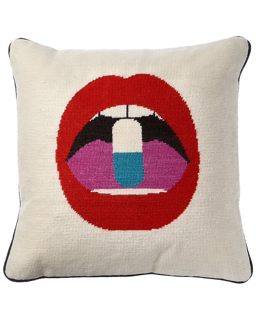 Jonathan Adler Us Lips Full Dose Needlepoint Throw Pillow, Multi ...