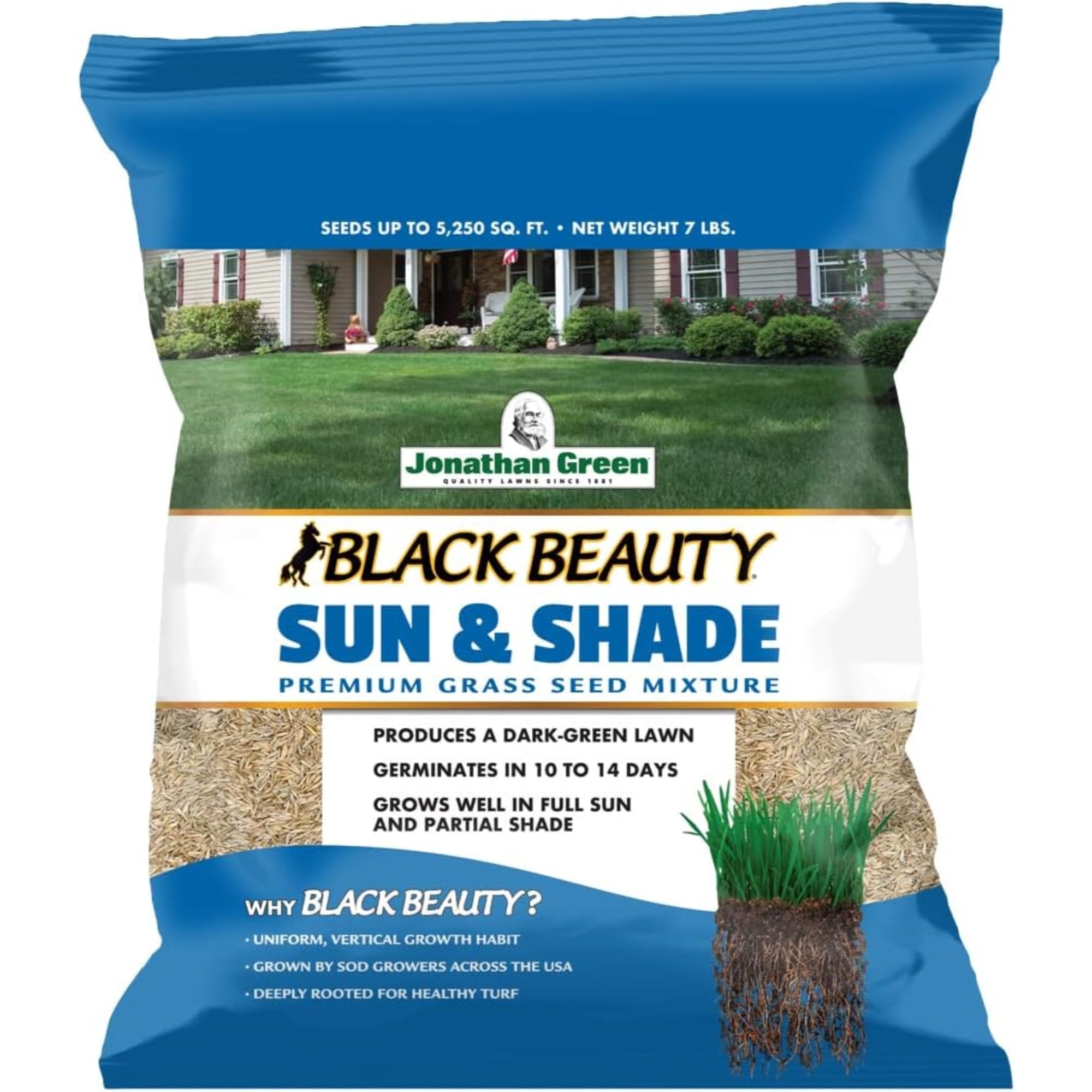 Jonathan Green Black Beauty Sun and Shade Grass Seed Mix, 7 lb ...