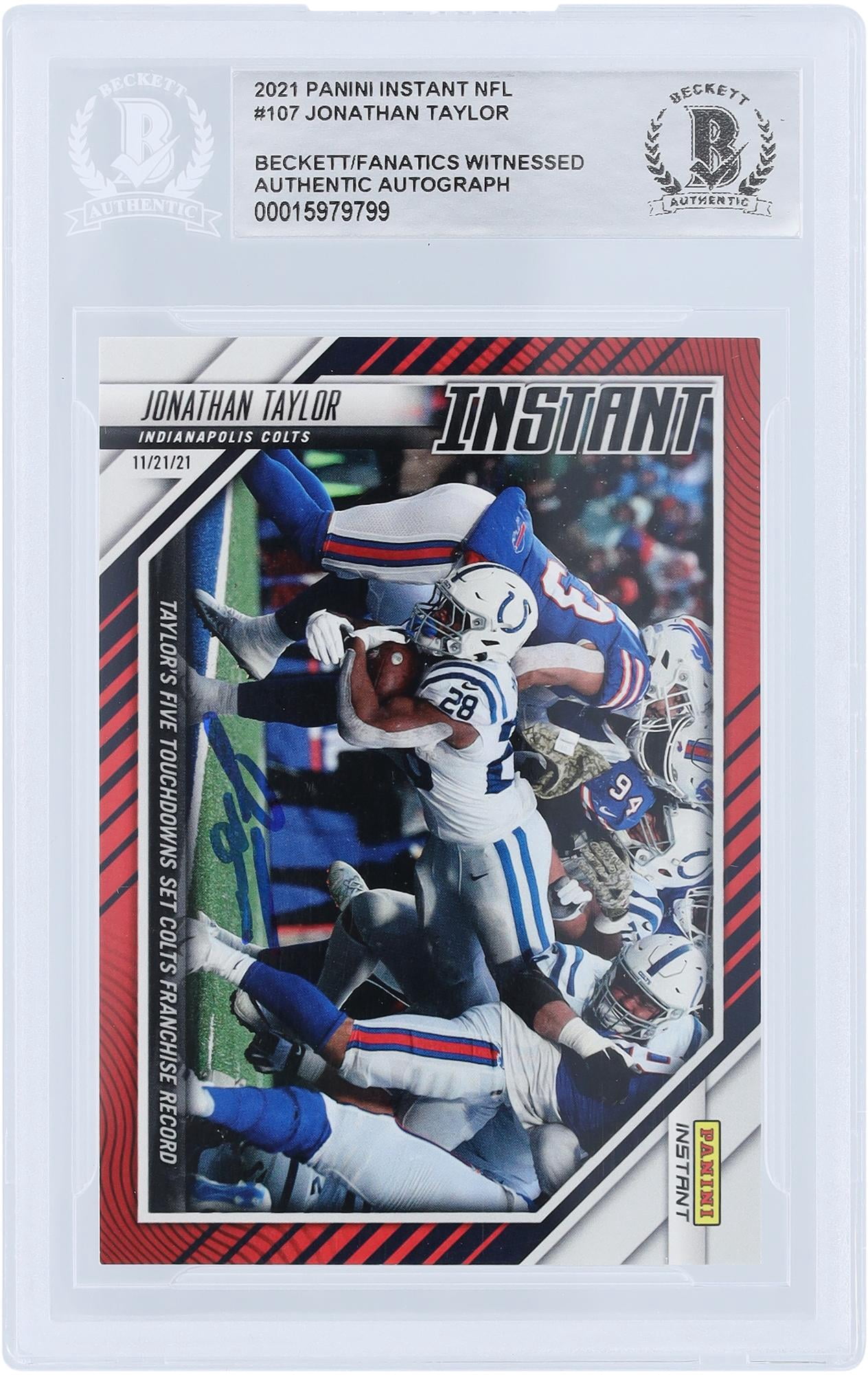 Jonathan Taylor Indianapolis Colts Autographed 2021 Panini Instant #107 ...